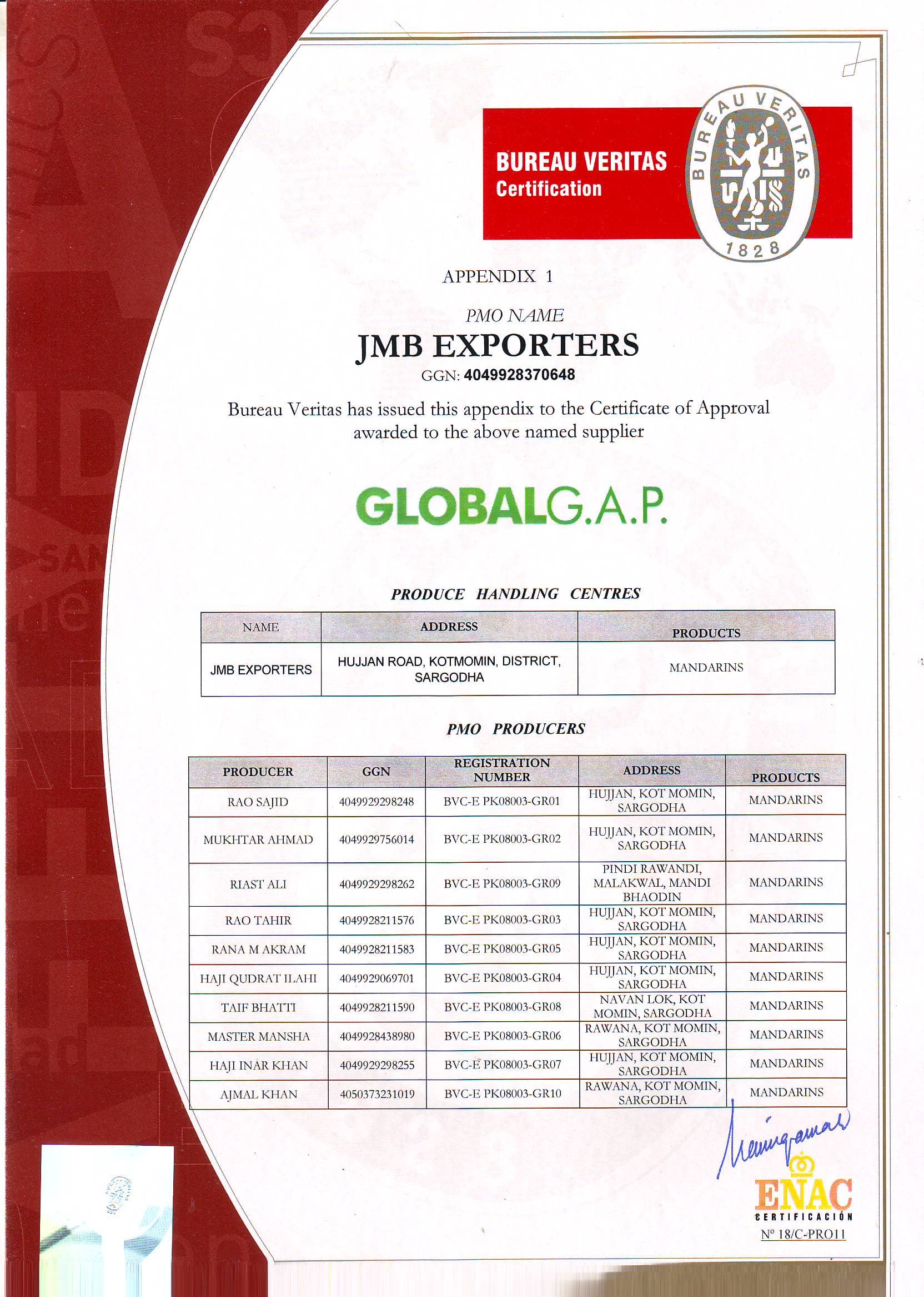 Our Certificate - JMB Group